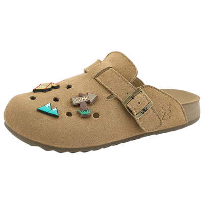 包头洞洞勃肯半拖鞋真皮懒人鞋