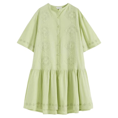 【新品】短句刺绣花卉弹力腰半裙