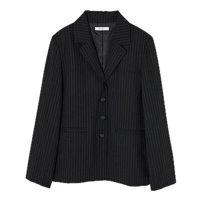 MOUSSY 春季新品知识分子经典竖条纹西装外套女010ISS30-1981