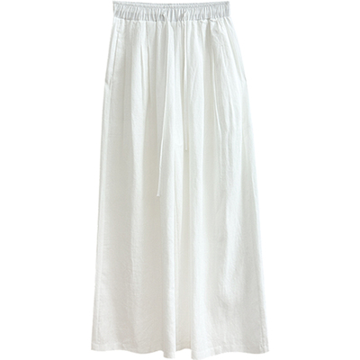 闭眼冲慵懒廓形苎麻亚麻长阔腿裤