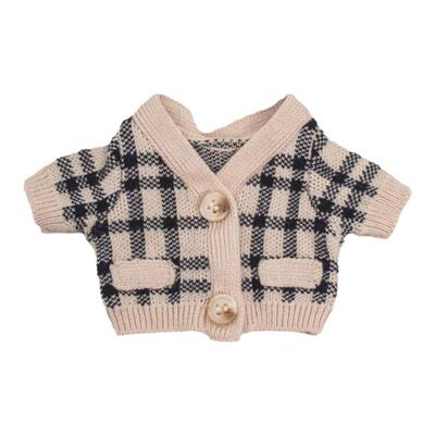 盧瀚霆机场同款格子毛衣外套包包