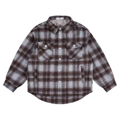 DK童装儿童秋冬加厚磨毛格子外套