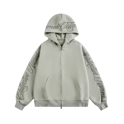 TIRED美式哥特字母开衫连帽卫衣