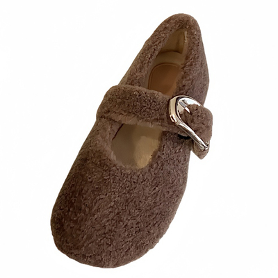 厚底加绒毛毛鞋女外穿玛丽珍棉鞋