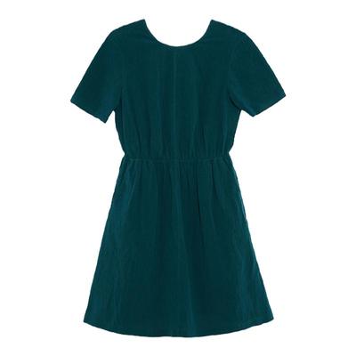 女士夏季亚麻松紧腰连衣裙