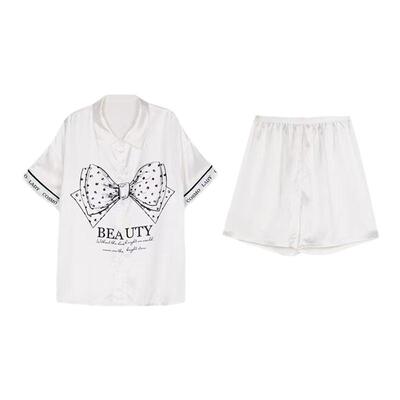 短袖冰雪丝睡衣时尚开衫丝滑有型