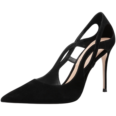 玖诗秋季黑色镂空性感社交高跟鞋