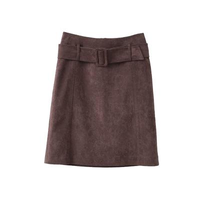 popchrio佩斯利压花麂皮绒半身裙