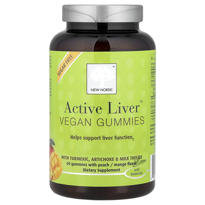 New Nordic US Inc,Active Liver 全素软糖，桃子芒果味，60 粒