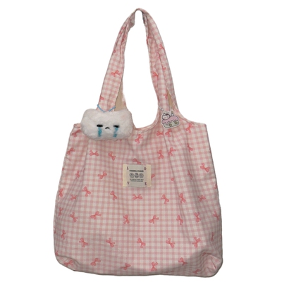 小清新格子布袋包很难不爱