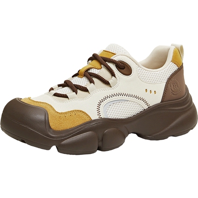 天美意户外系带休闲鞋复古厚底运动鞋女小白鞋2026春新款CKY37AM6