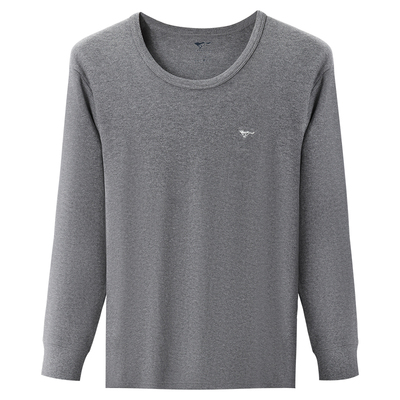 七匹狼保暖内衣男款纯棉男士秋衣单件上身上衣男打底衫秋冬季红色