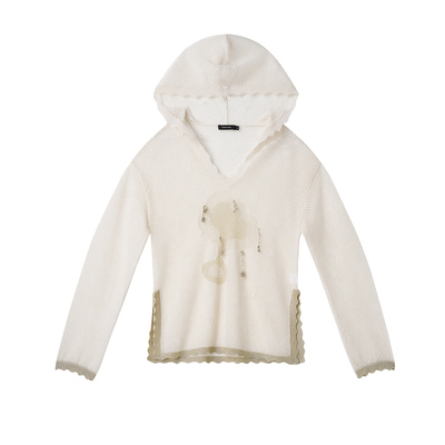 【现货】SHELLE ARTISTE26夏季新款立体钩花连帽镂空毛衣罩衫