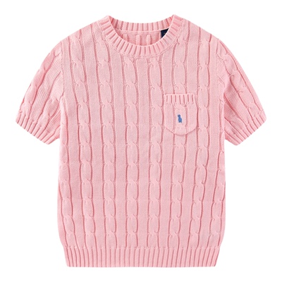 RL001针织衫 女装短袖圆领纯棉毛衣小马线衣