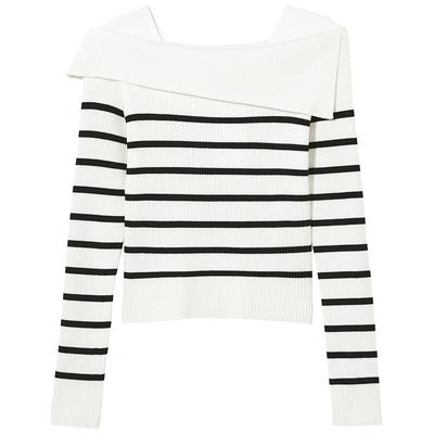 热风2025年新款女士一字领针织衫