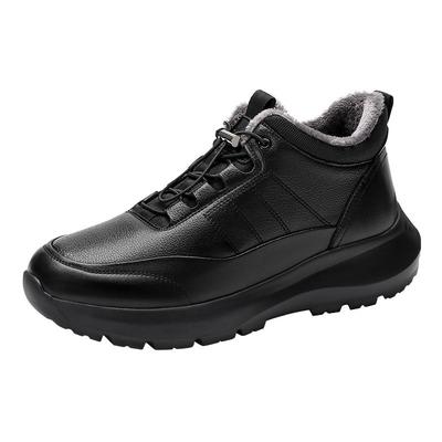 老人鞋冬季保暖防滑软底休闲皮鞋