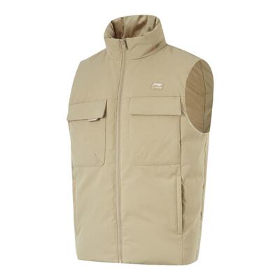 李宁正品运动生活系列男子保暖防泼水立领运动羽绒马甲AMRU033-4