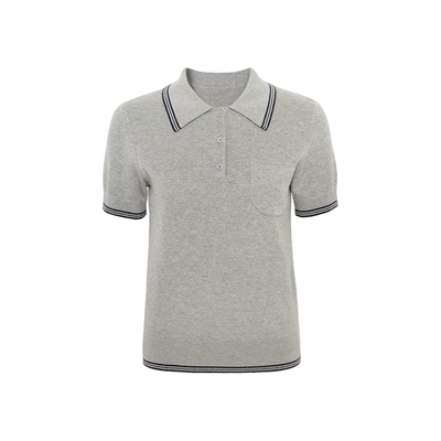 LEIYU LABS毛衫上衣女针织2026新款短袖条纹翻领polo衫女修身打底