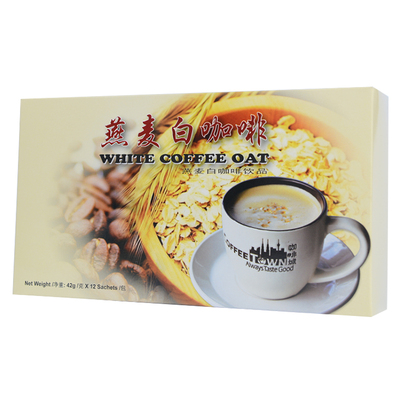 马来西亚原装进口咖啡城速溶咖啡粉咖啡燕麦白咖啡盒装42G*12小包