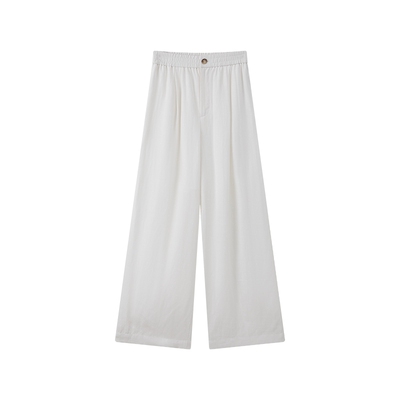 LILY通勤亚麻休闲宽松垂感阔腿裤