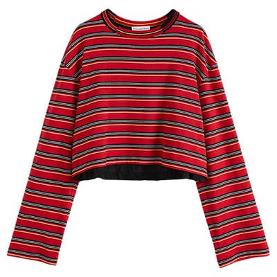 ShortSentencr条纹拼色长袖T恤