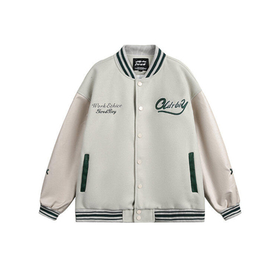 大码女装美式刺绣拼接棒球服外套