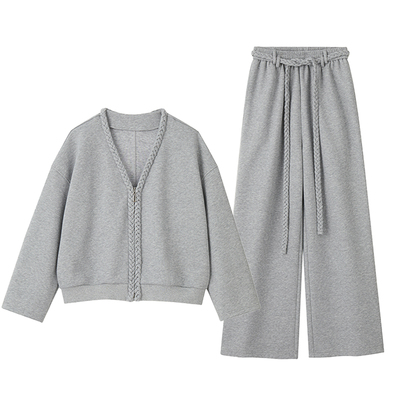 时尚V领新款秋季卫衣三件套女