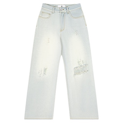 CALLEDBACK破洞水洗牛仔裤