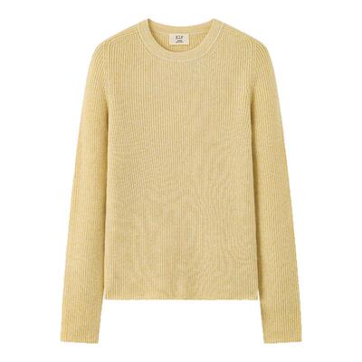 JCLP金纯良品 百搭圆领细坑条100%山羊绒针织修身打底羊绒衫毛衣