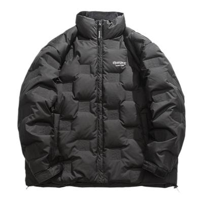 小彬国潮菱形格轻薄百搭羽绒服男女冬季宽松保暖90白鸭绒连帽外套