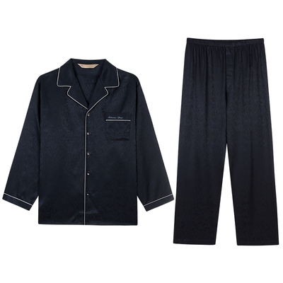 秋鹿真丝提花国民领男套