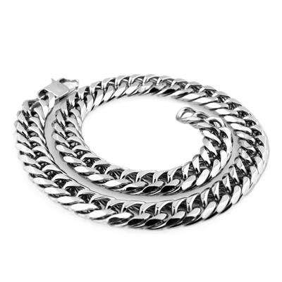 古巴链钛钢钛钢古巴链项链