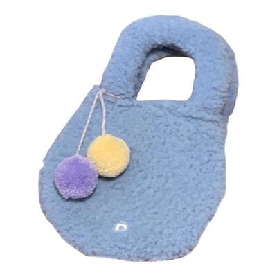 羊毛手提包毛球刺绣彩色