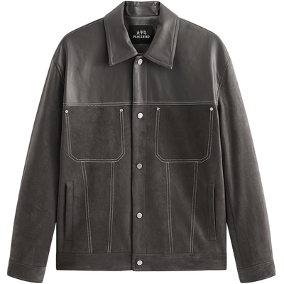 太平鸟男装仿麂皮拼接行政夹克