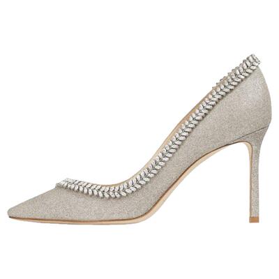 JIMMY CHOO 周仰杰JC同款女士镶钻浅口尖头细跟高跟鞋银泰 301604