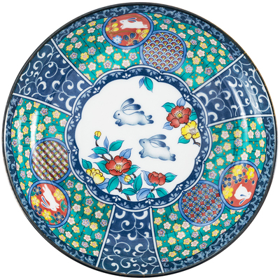 千代源锦花兔盘子碗餐具
