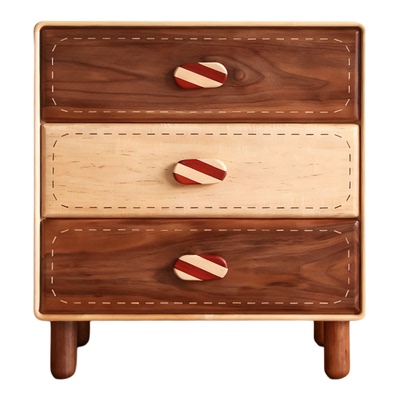 糖果三斗柜全实木卧室床头柜客厅边柜可爱儿童房收纳柜奶油风柜子