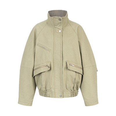 Le Grenat立领做旧重酵洗工装外套+半身裙