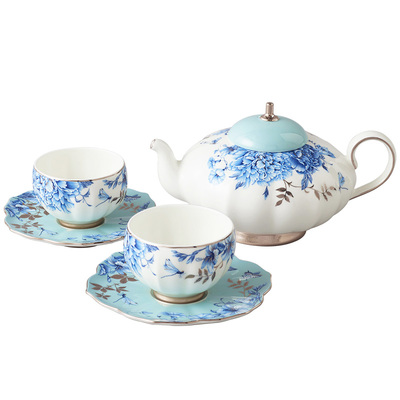 国瓷永丰源铂金青花6头10头茶具套装 陶瓷高档午茶杯碟轻奢礼盒