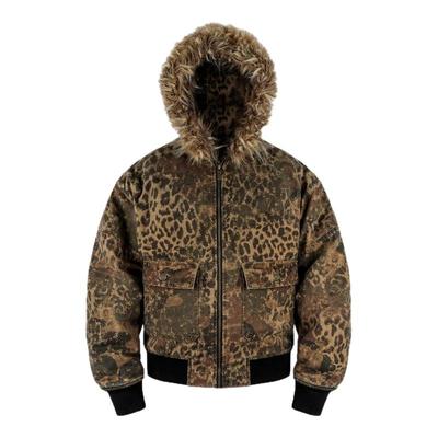 【朴元彬同款】ANTIDOTE豹纹迷彩水洗毛领加厚座山雕夹克棉服外套