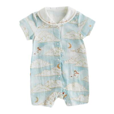 Oak Family婴幼儿连体衣夏季短袖薄款新生儿衣服宝宝满月百天爬服