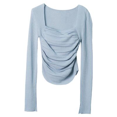 ron方领套头独特设计感针织衫