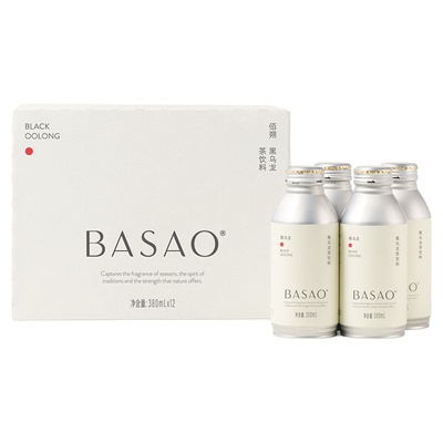 BASAO佰朔茶饮料黑乌龙原叶萃取0脂0卡无糖茶饮品380mI*12罐整箱