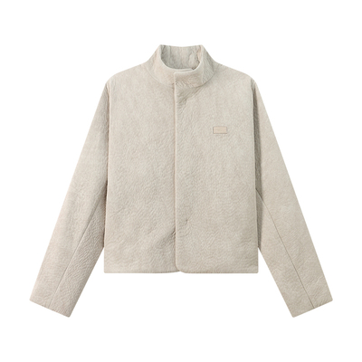 江南先生NewJNXS挺阔复古纹理顺滑仿马毛外套定制Logo标休闲夹克