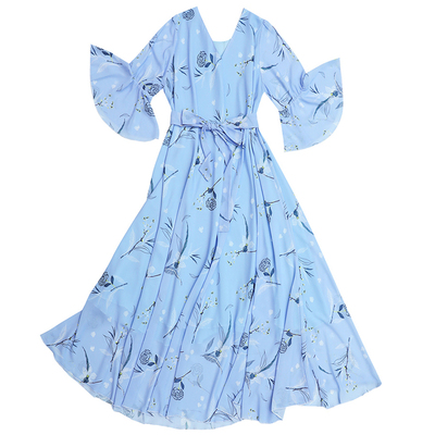 飘逸雪纺碎花连衣裙仙女气质