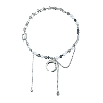 Darcosr暗捕快方钻珍珠弯月项链