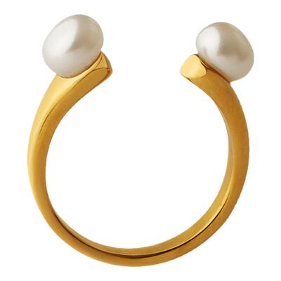 Exhibition/览物馆个性轻奢不褪色时尚双珠戒指女天然淡水珍珠