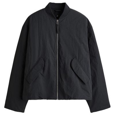 HM男装夹克冬季立领宽松版型尼龙飞行员夹克1295811