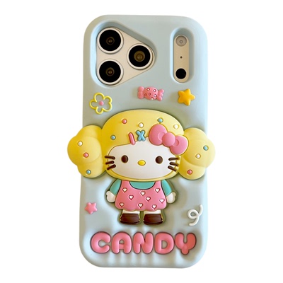 卡通黄发猫咪iPhone17支架手机壳