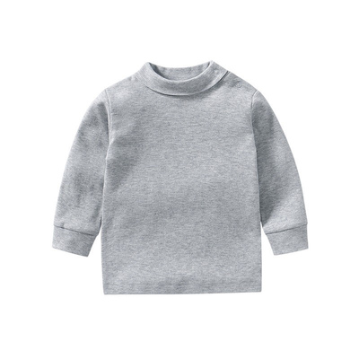 清货纯棉A类100童长袖t恤春秋高领男女宝宝打底衫纯色糖果色